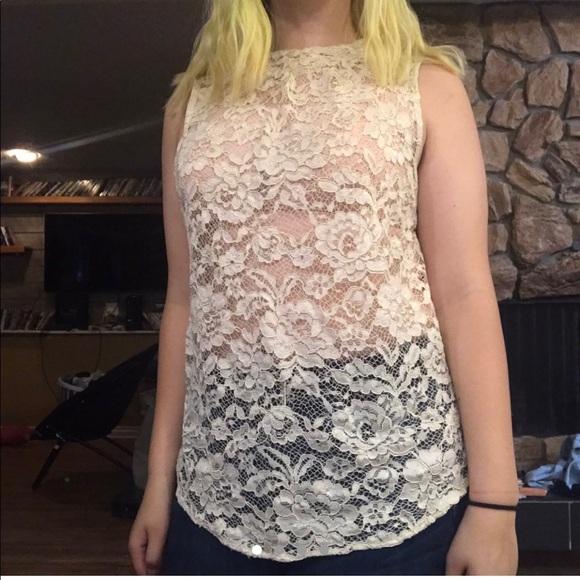 Who What Wear | Tops | Sheer Lace Shoulderless Top | Poshmark